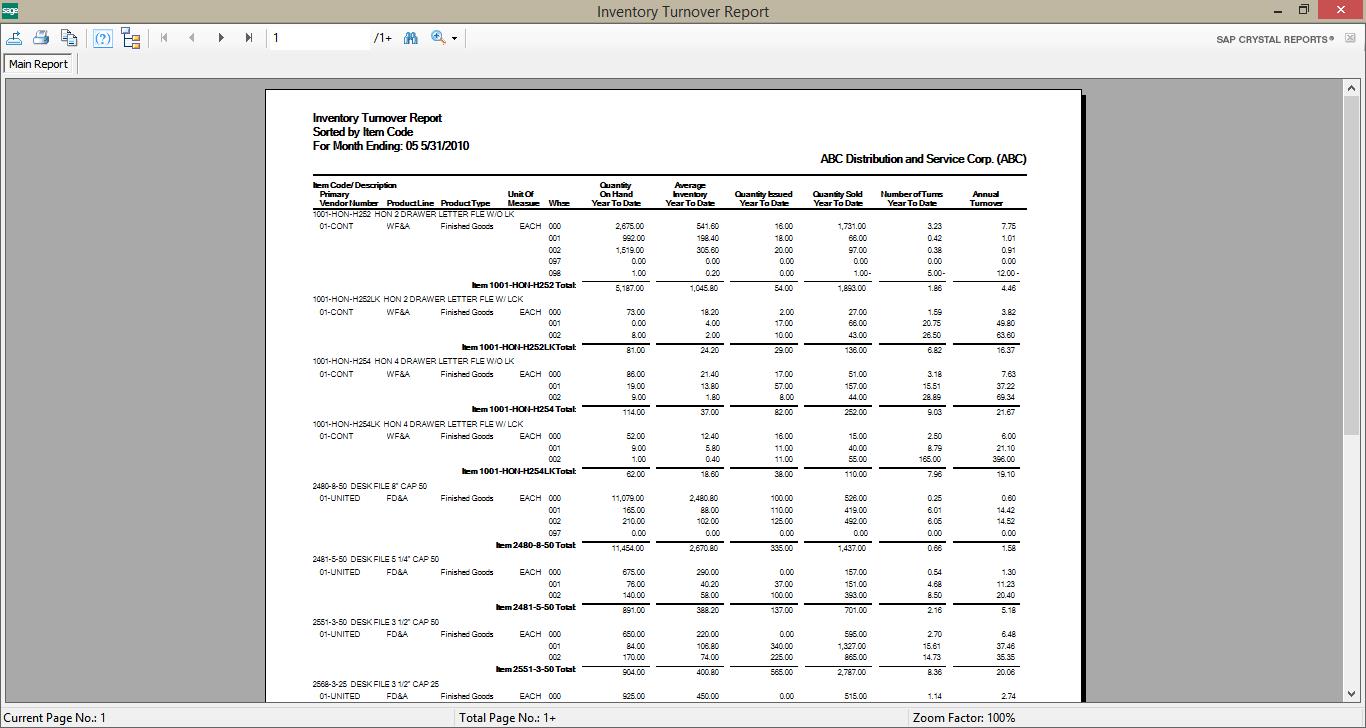 Sage 100 – Inventory Turnover Report – Sage 100 and Sage 500 ERP – Tips, Tricks and Components