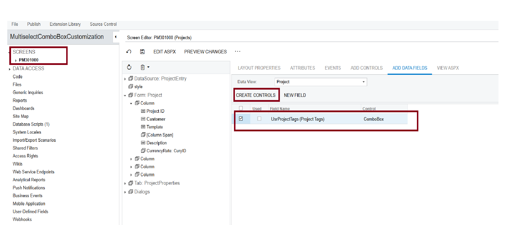 Adding a Multi-Select Combo Box in Acumatica