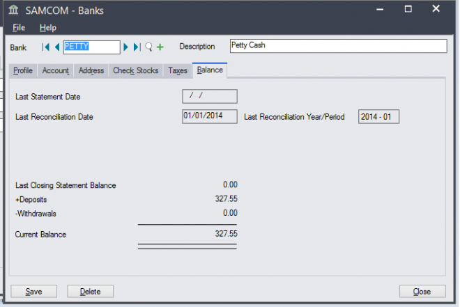 Bank opening balance migrated Sage 50 US to Sage 300 ERP.