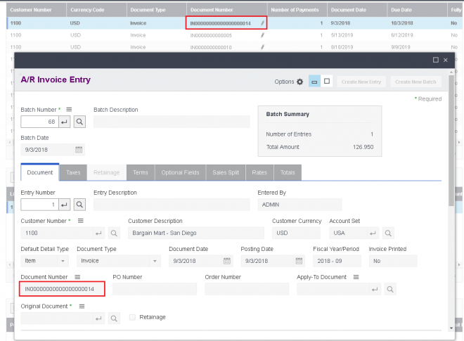 AR Customer - Sage 300 Web Screen Documents Inquiry
