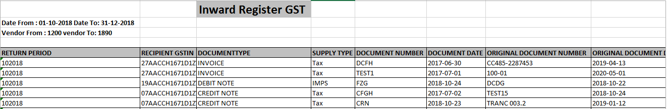 GST in the Inward Register