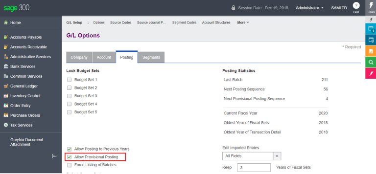 Provisional posting to the Sage 300 cloud
