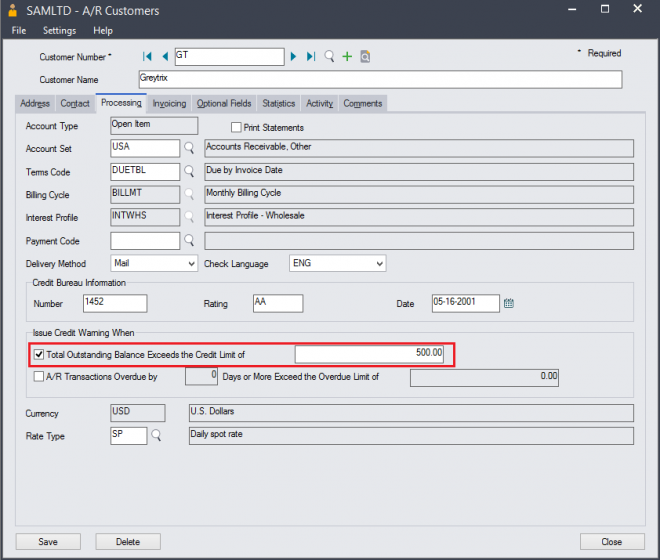 Sage 300 ERP 2017 PU2: Prompt Approval of Credit Limit