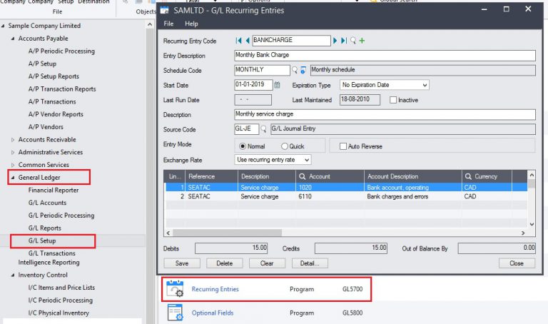 Sage 300: Recurring Entries for GL, AP, and AR