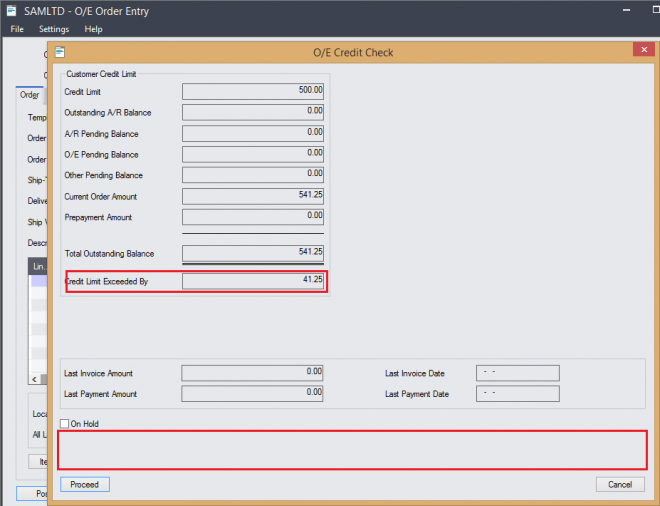 Sage 300 ERP 2017 PU2: Prompt Approval of Credit Limit