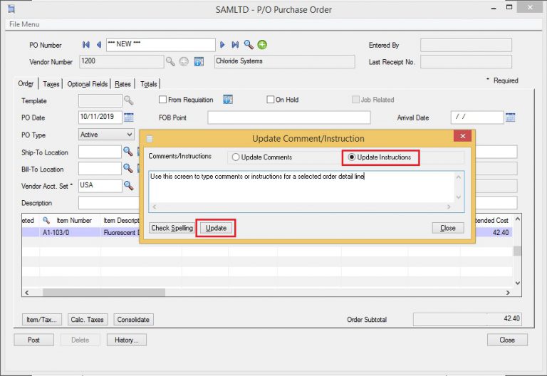 How to update large orders in Purchase Order entry screen