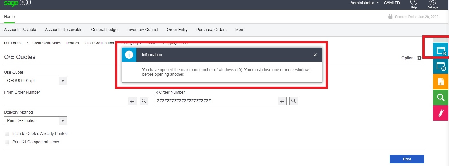 Sage 300c V2018 introduces the Open Windows option.