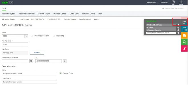 Sage 300c V2018 introduces the Open Windows option.