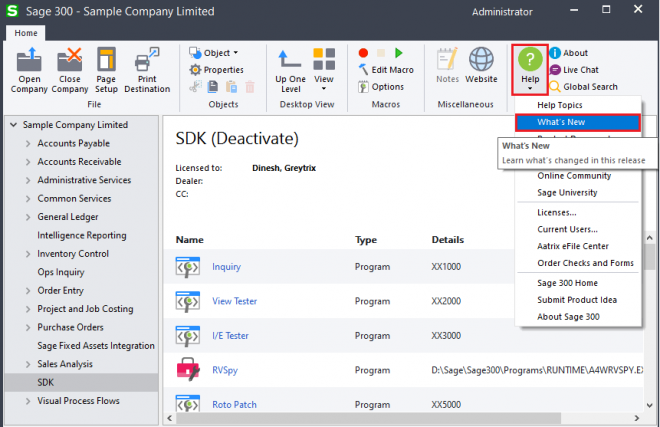 Quickly find What's New in Sage 300 ERP.