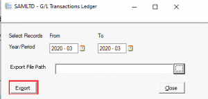 Transaction of the G/L Ledger
