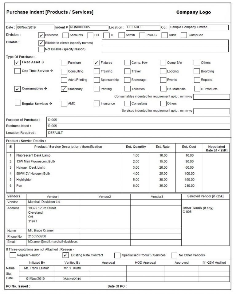 Printing Purchase Indent Report in Sage 300 ERP's PW Module.