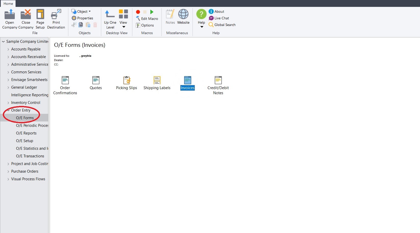 forms for order entry invoices