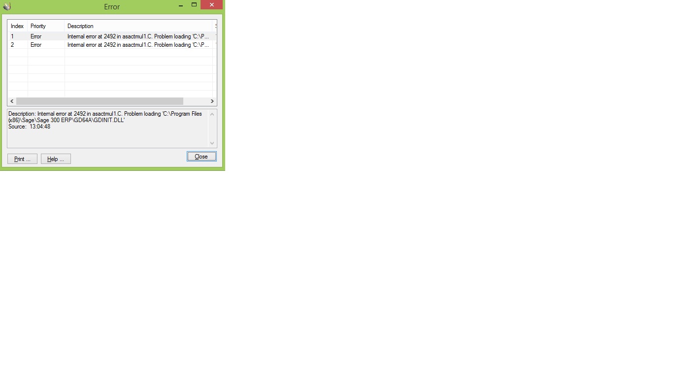 Error with Data Activation