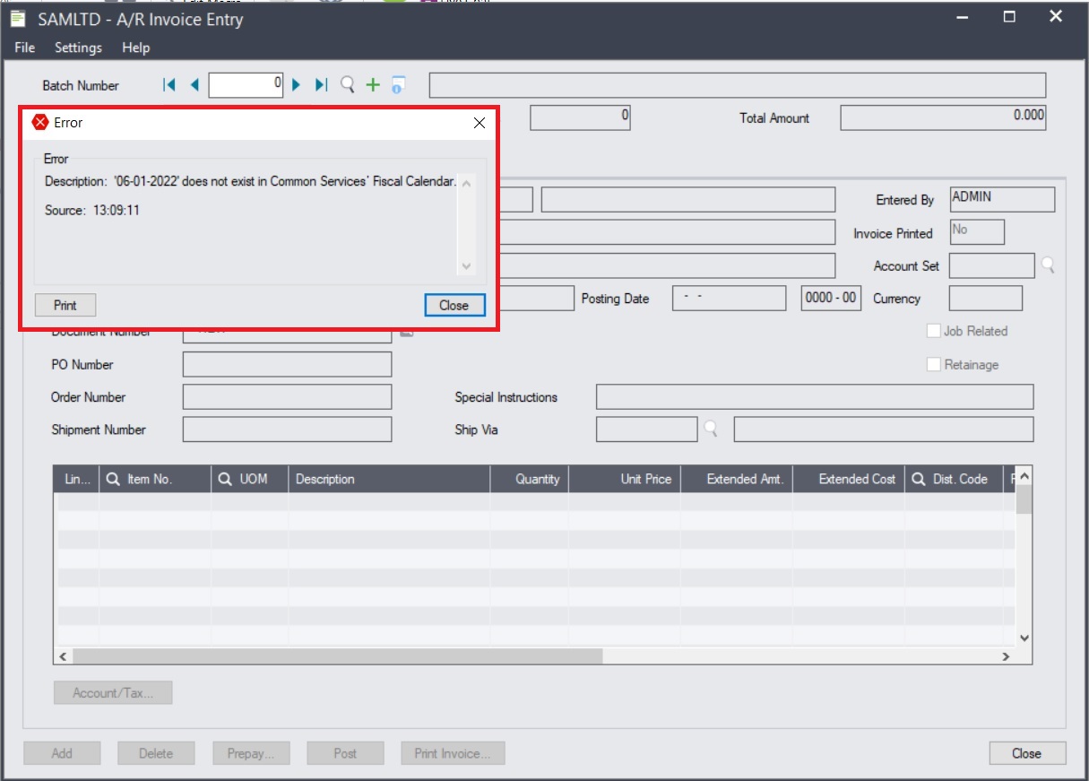Fiscal Year Error For Transaction In Sage 300 Erp Sage 300 Erp Tips Tricks And Components