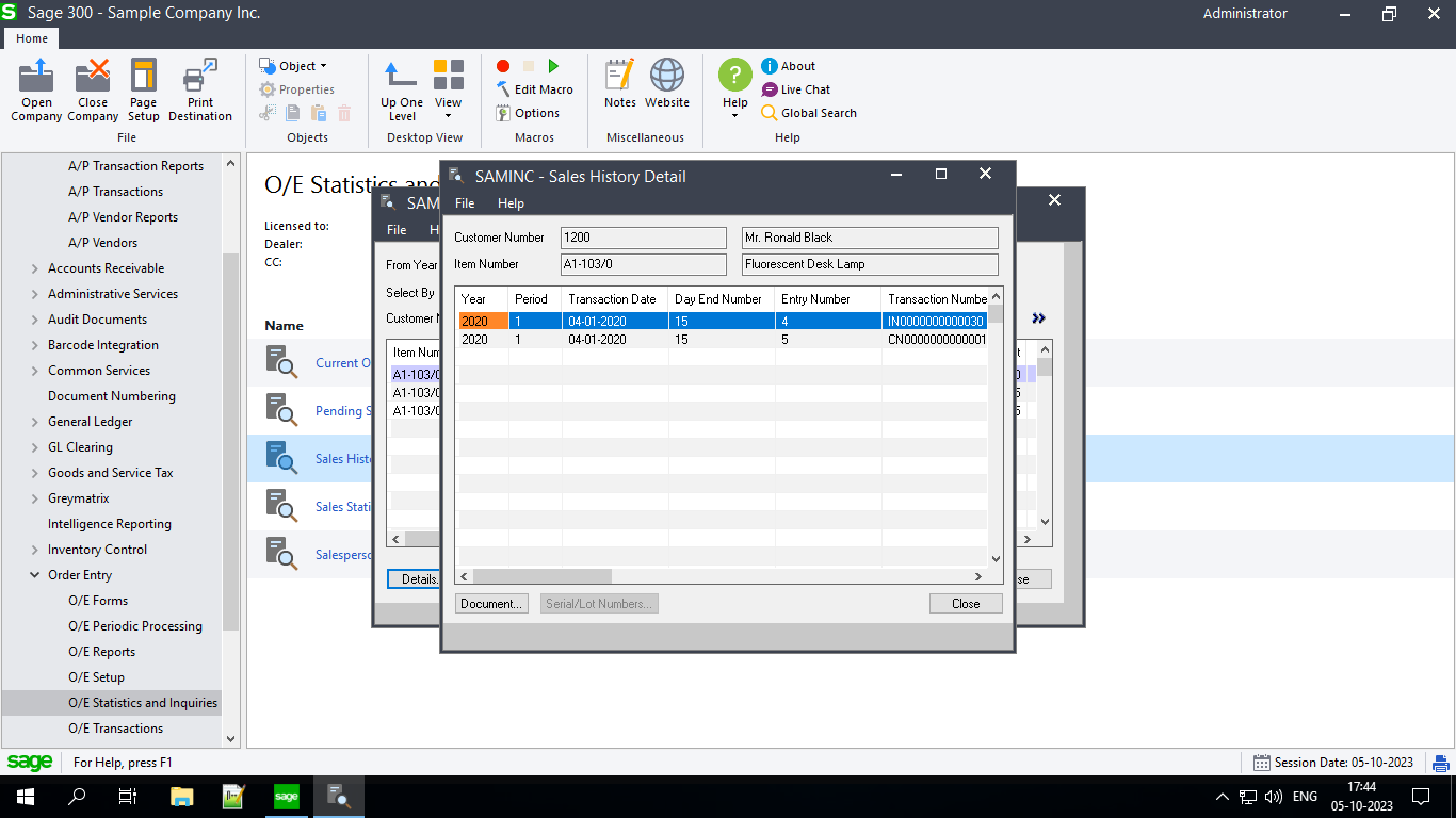 Enhance O/E Sales History Detail Screen with Additional Columns - Sage 300 ERP – Tips, Tricks ...