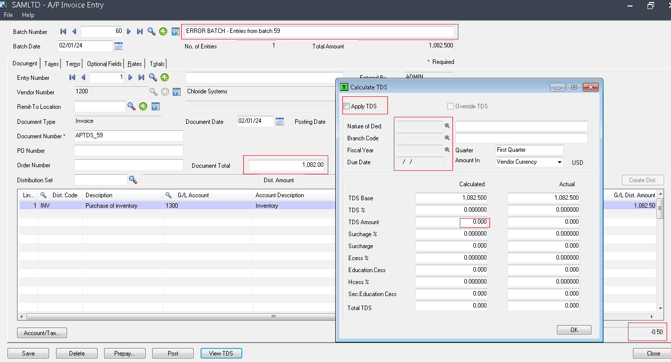 Auto TDS Deduction on Error Batch - Sage 300 ERP – Tips, Tricks and ...