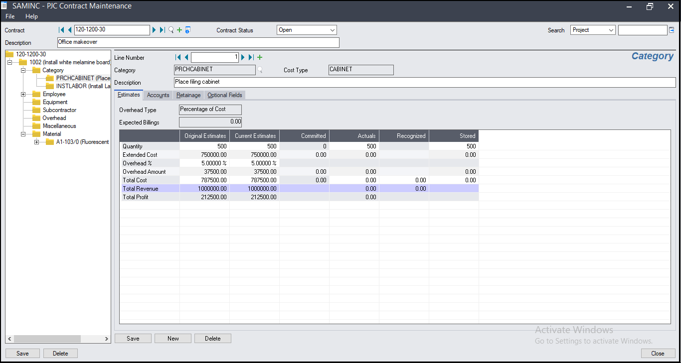 PJC Material Allocation in Sage 300