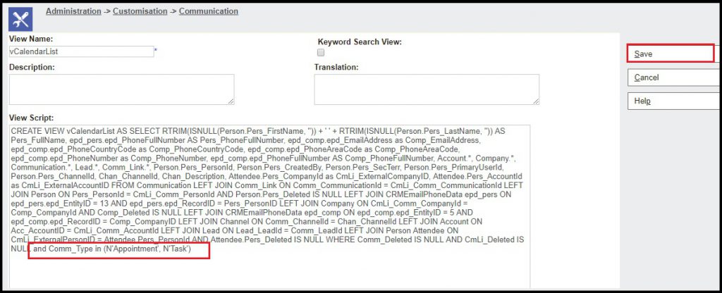 Showing All Communications In Calendar List Of Sage Crm 2018 R3 Sage Crm Tips Tricks And