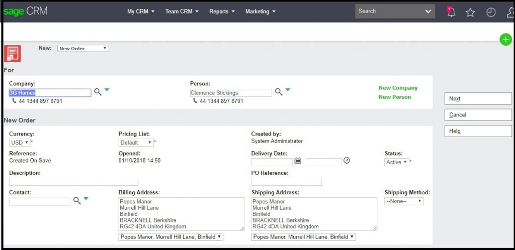 Insights of Billing and Shipping addresses within Sage CRM Order Entry Screen - Sage CRM – Tips ...