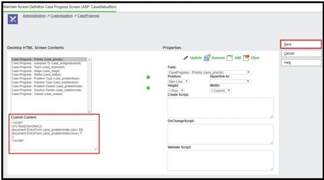 Set Properties Of Multiline Text Field In Sage Crm Sage Crm Tips Tricks And Components