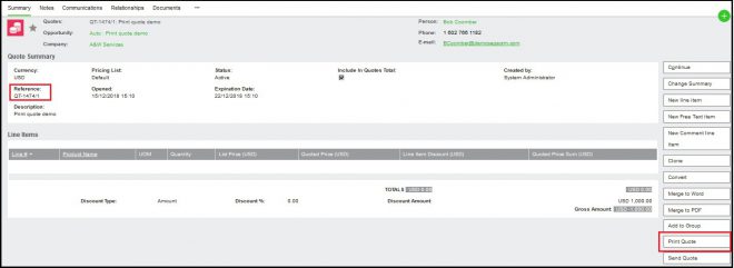 Modify Print Quote button functionality in Sage CRM - Sage CRM – Tips, Tricks and Components