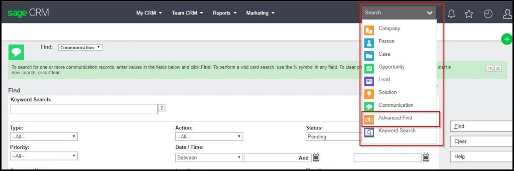 Constructing Complex Saved Searches Using Advanced Find In Sage Crm Sage Crm Tips Tricks