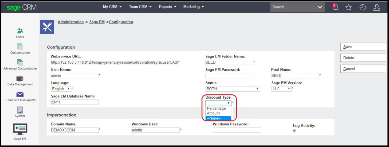 Discount functionality in GUMU™ Sage CRM - Sage EM Integration on line item level - Sage CRM ...
