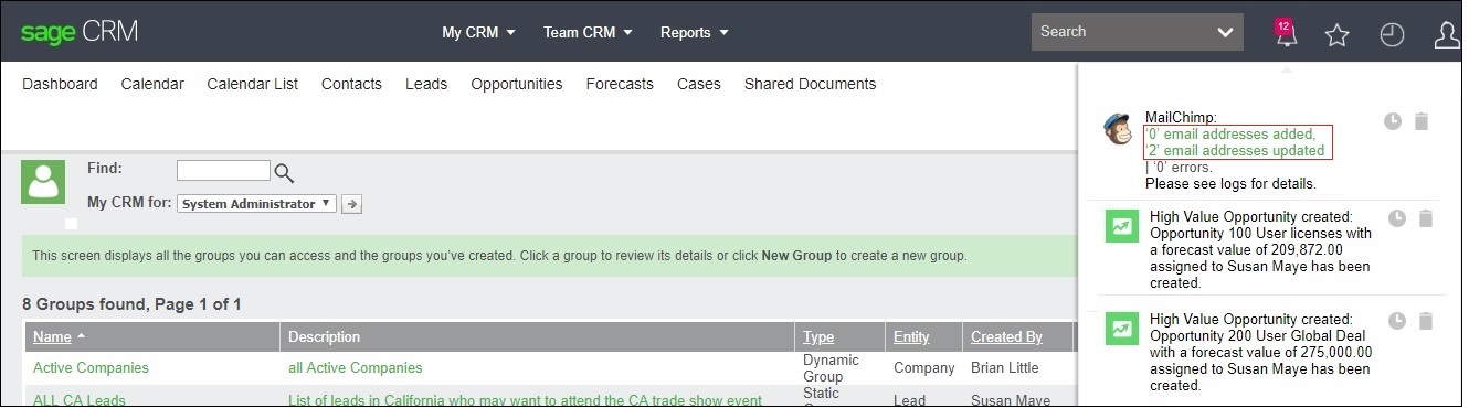 Error While Sending Group To Mailchimp In Sage Crm Sage Crm Tips Tricks And Components