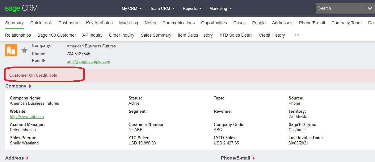 Credit Limit Exceed/Credit on Hold message using GUMU™ Integration - Sage CRM – Tips, Tricks and ...