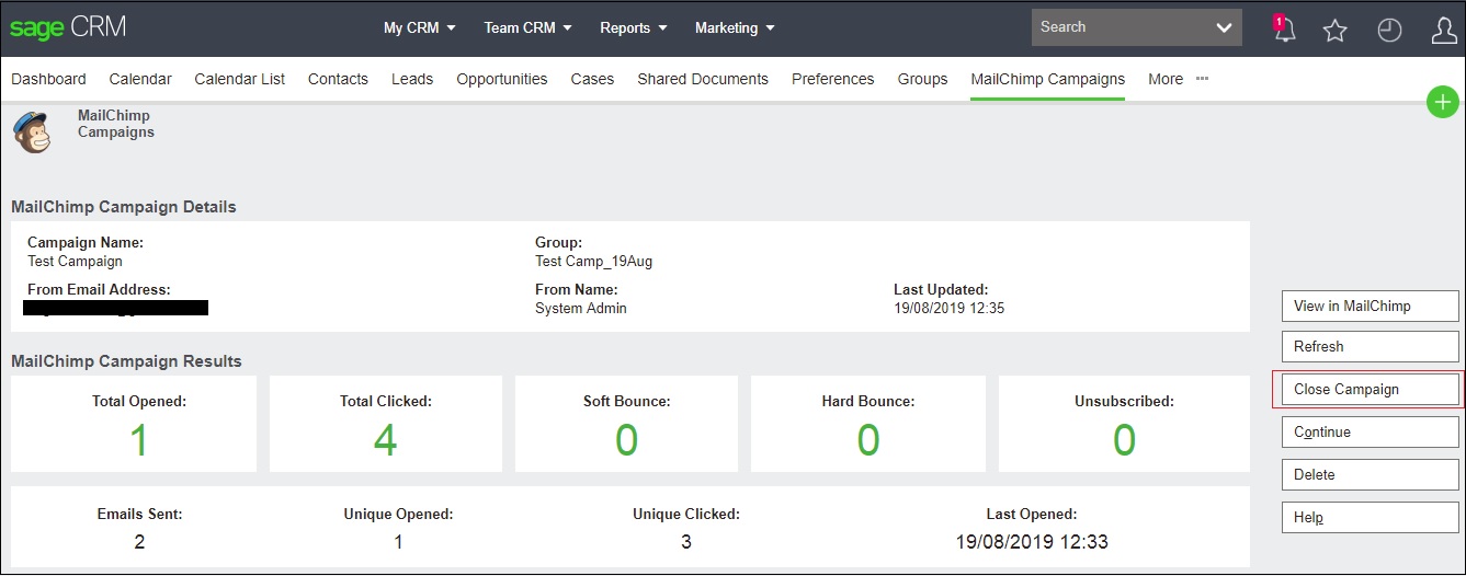 Sage CRM 2018R3: Mark MailChimp Campaign’s as “Closed” - Sage CRM – Tips, Tricks and Components