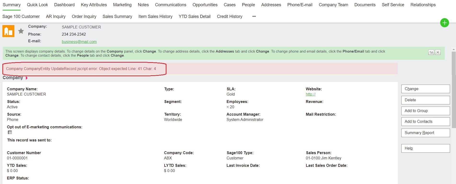 Troubleshooting an error message ‘Company CompanyEntity UpdateRecord ...