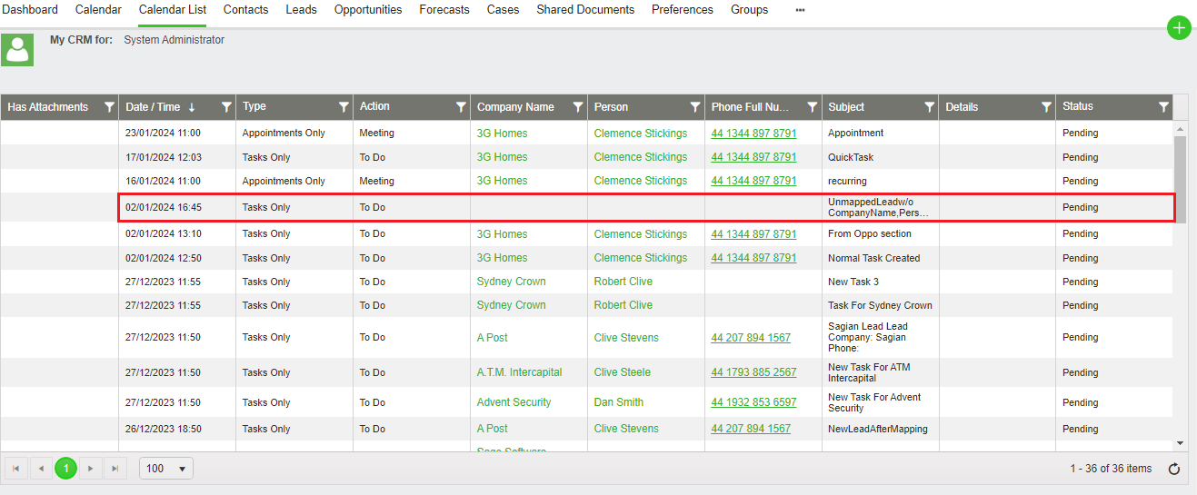 Displaying Lead Company and Lead Person Name in Calendar List - Sage ...