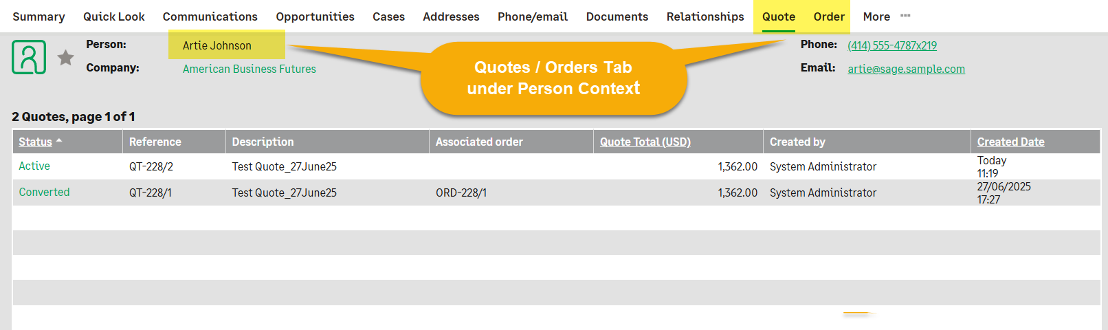 Order and Quote Tabs Now Available in Both Company and Person Contexts ...