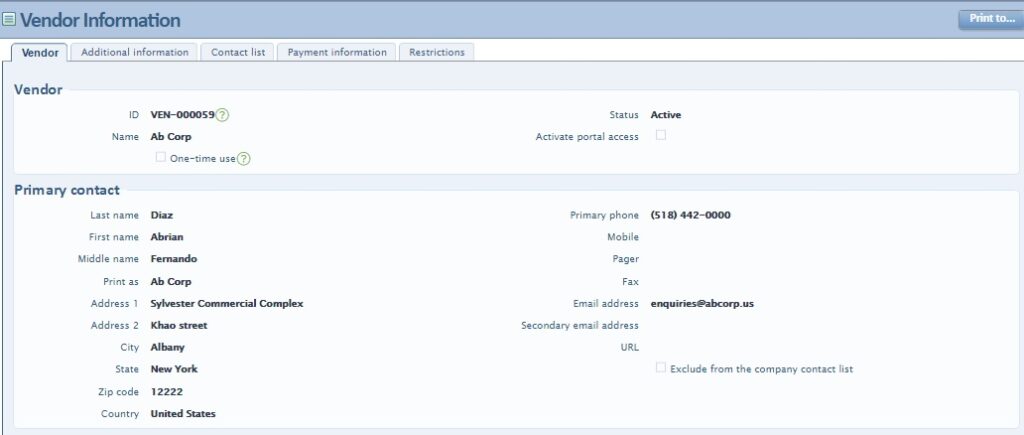 Learn how to set up a Vendor in Sage Intacct.