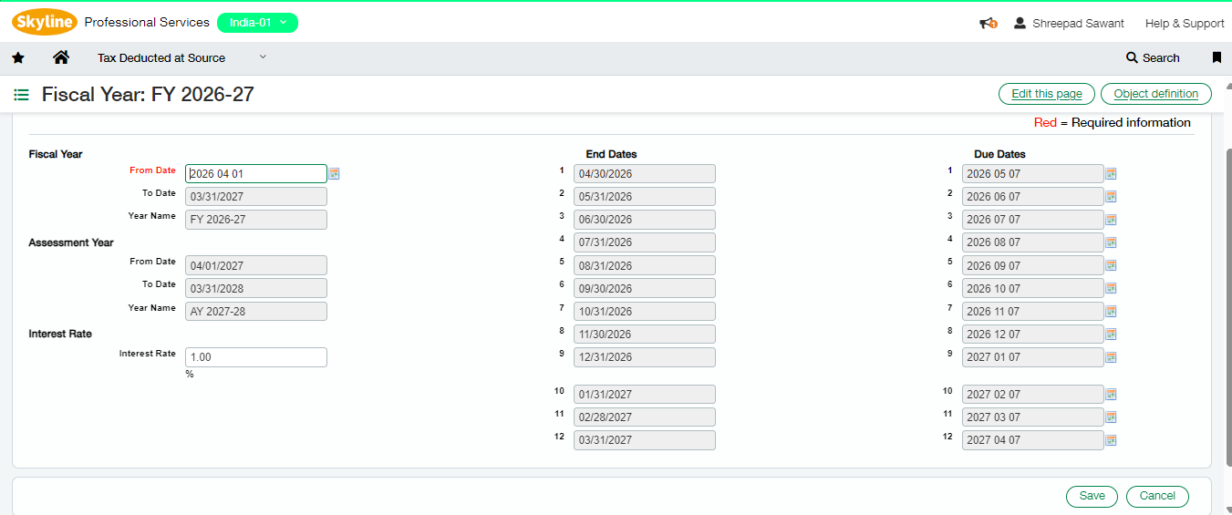 TDS Setup Configuration in the Sage Intacct