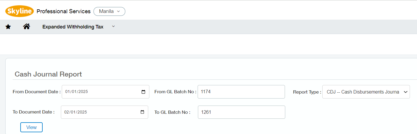 Customized Cash Disbursement Journal Report in Sage Intacct