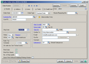 In Sage 100 Standard ERP, create a sales order with special items.