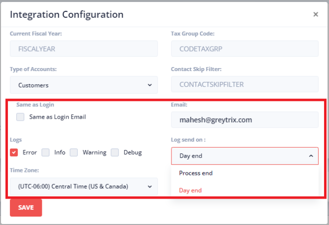 Email GUMU™ Logs for ERP-CRM Integration
