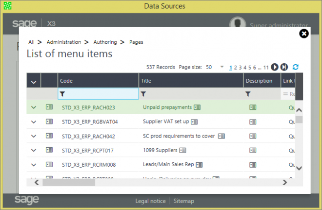 How To Link Menu Item To Excel Sage Enterprise Management Sage X3 Tips Tricks And Components