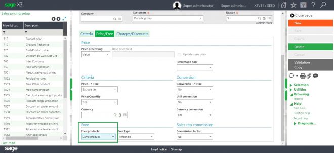 Free product set-up on Sales Order in Sage Enterprise Management - Sage ...
