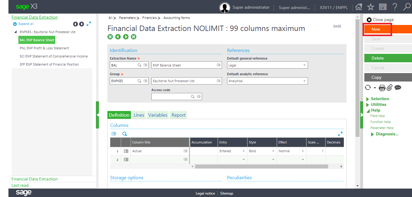 Configuring Financial Data Extraction in Sage X3 with Type of ...