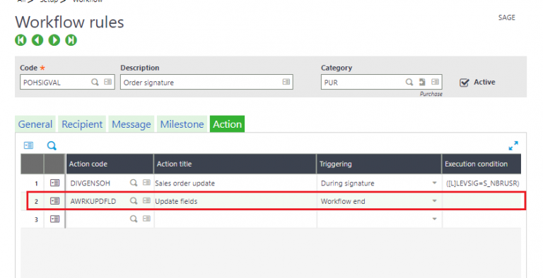 To update fields of table in workflow - Sage X3 – Tips, Tricks and Components