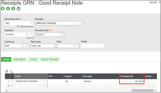 Add Pending Qty column in PO Receipt screen in Sage X3 - Sage X3 – Tips ...