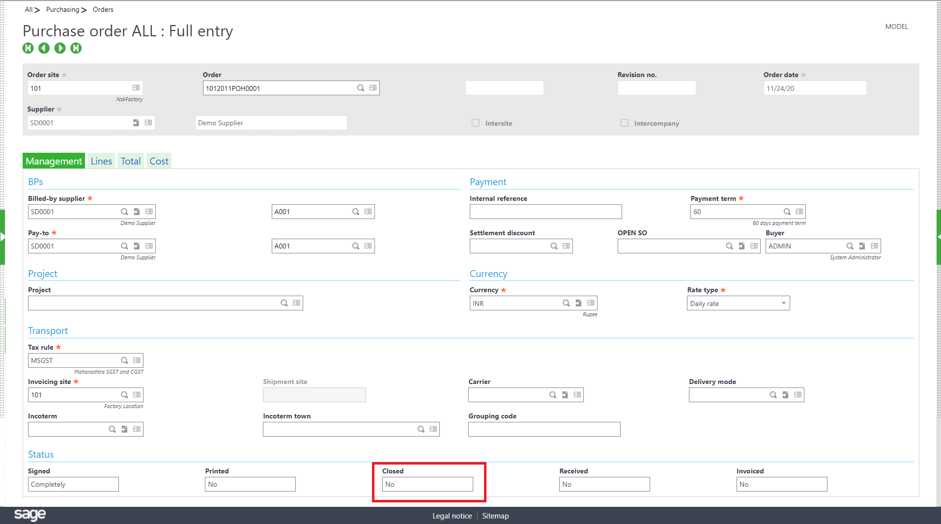 How to ‘Close PO’ programmatically using 4GL Script - Sage X3 – Tips, Tricks and Components