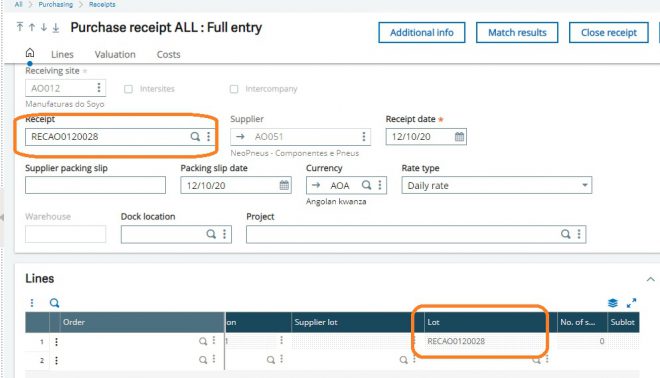 How to Align Lot numbers with Purchase receipts numbers - Sage X3 ...