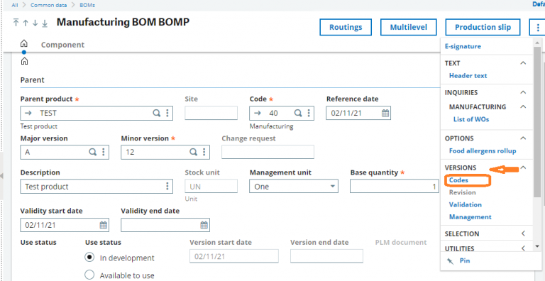 How to do BOM version validation in Sage X3 - Sage X3 – Tips, Tricks ...