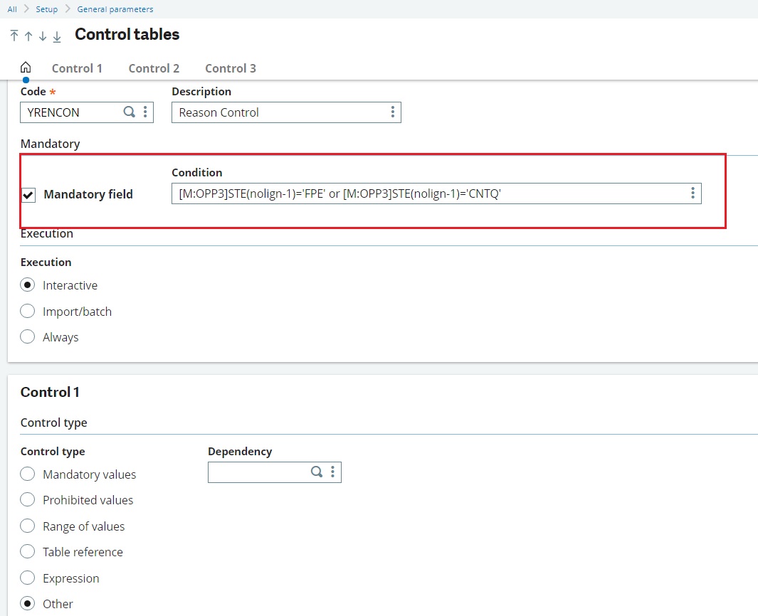 Control table feature in Sage X3 - Sage X3 – Tips, Tricks and Components