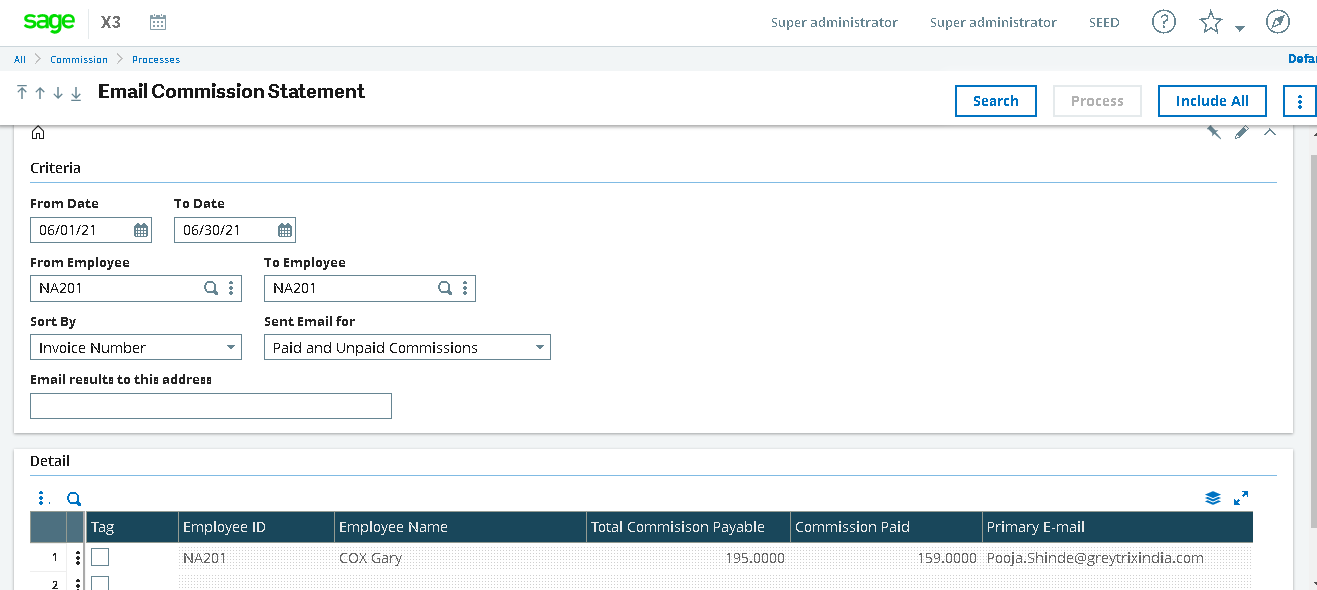 Email Commission statement feature of Sales commission add on - Sage X3 ...
