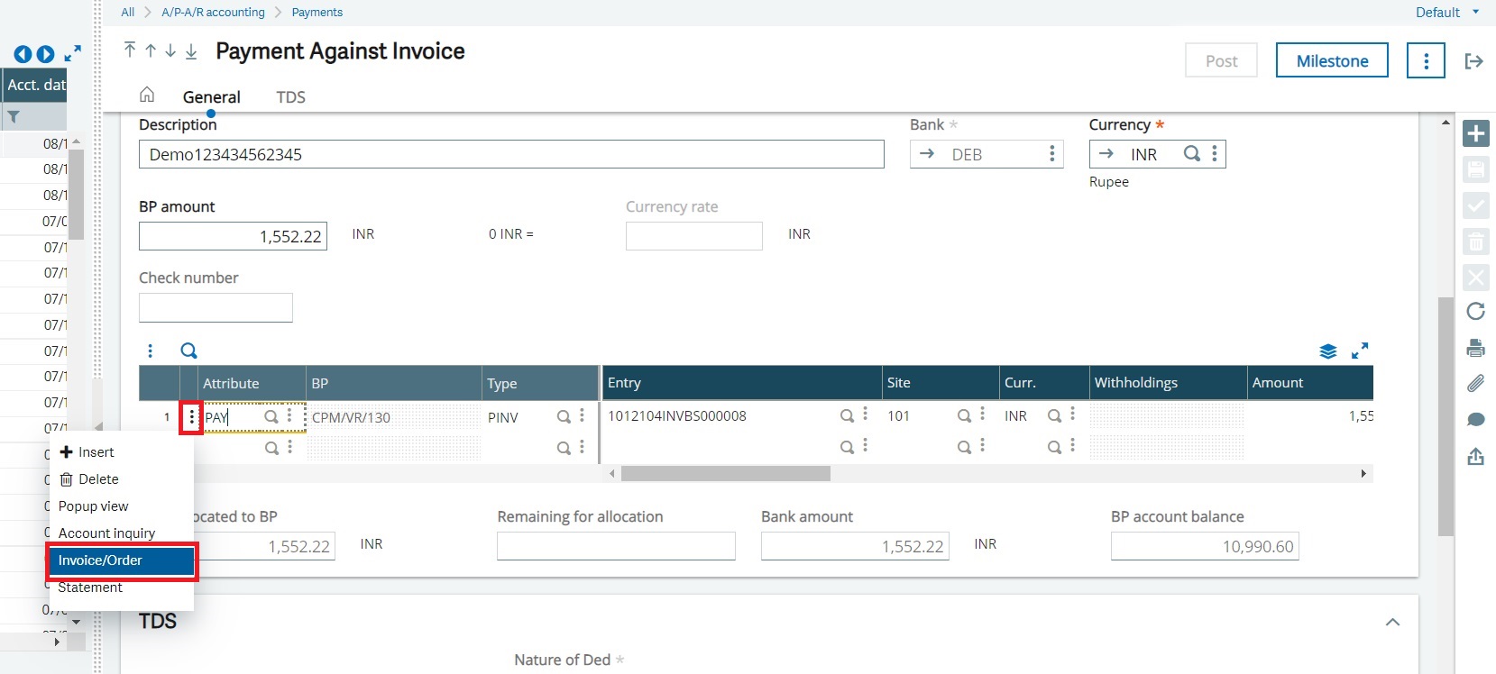 Data flow from Purchase invoice screen to Journal entry on via AP/AR ...