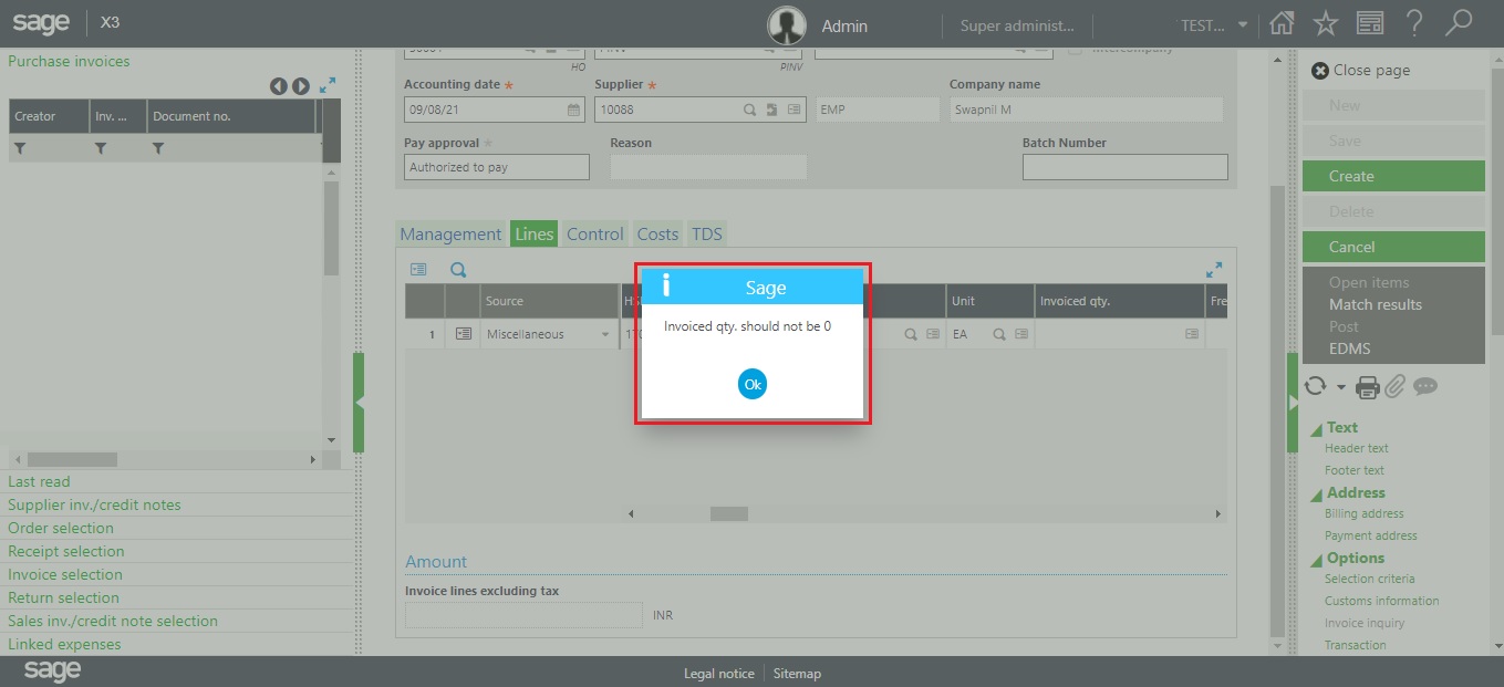 Validation on Gross/Net Price and Qty fields in Sales/Purchase Invoice Transactions - Sage X3 ...